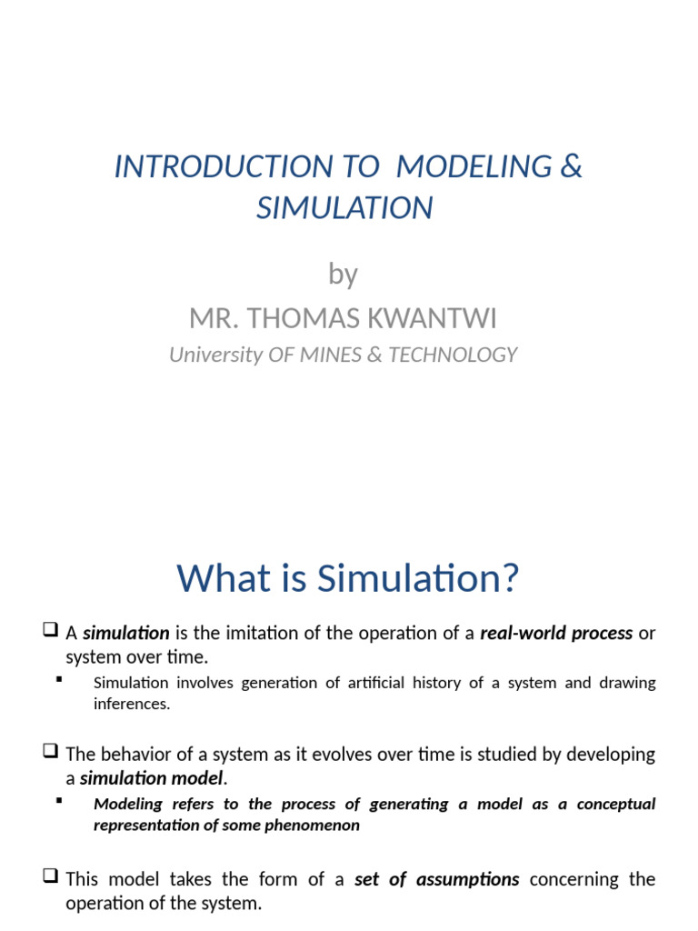 Modeling & Simulation L1 | PDF | Simulation | Conceptual Model