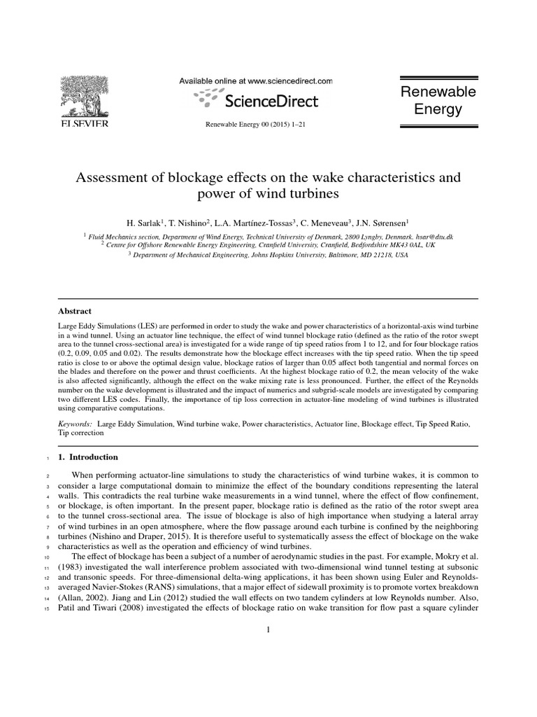 Assessment of Blockage Effects On The Wake Characteristics and Power of ...
