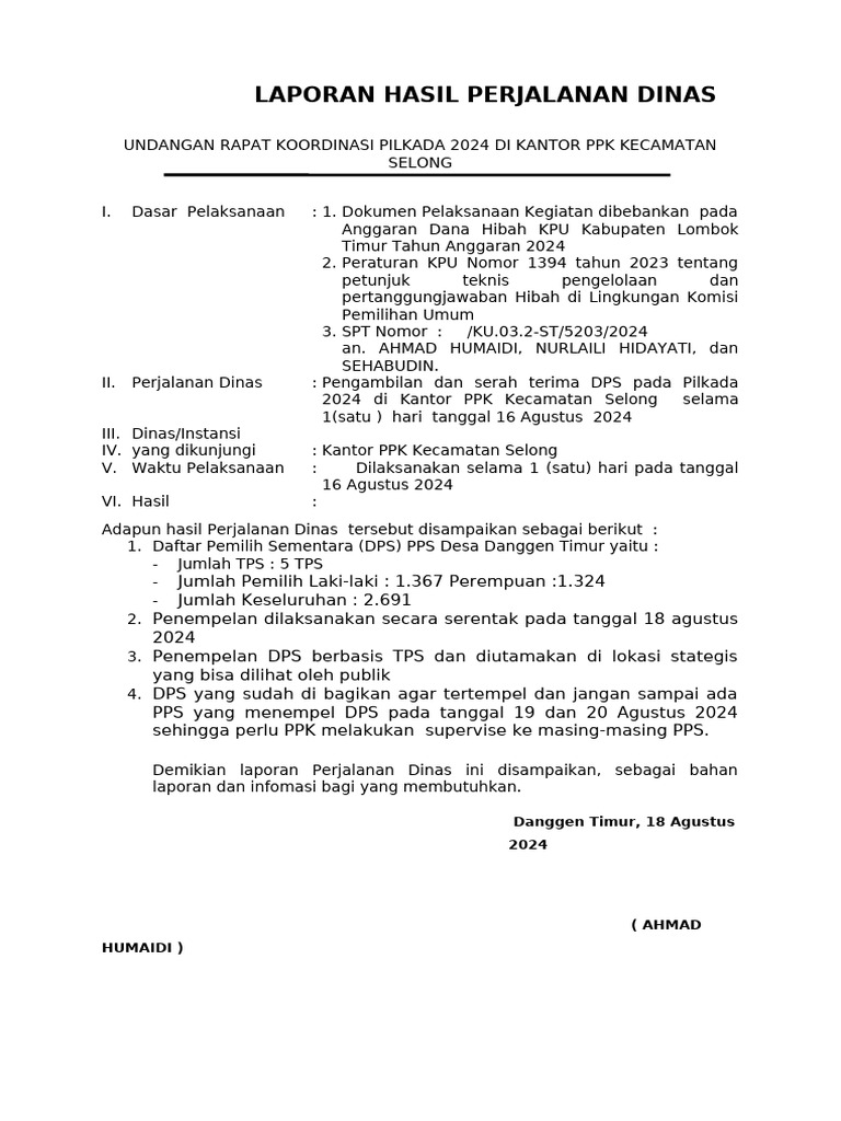 Laporan Perjalanan Dinas | PDF