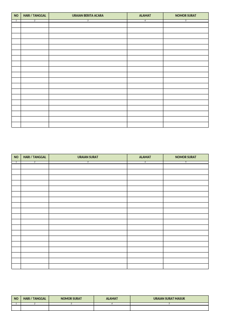 Format Buku Register | PDF