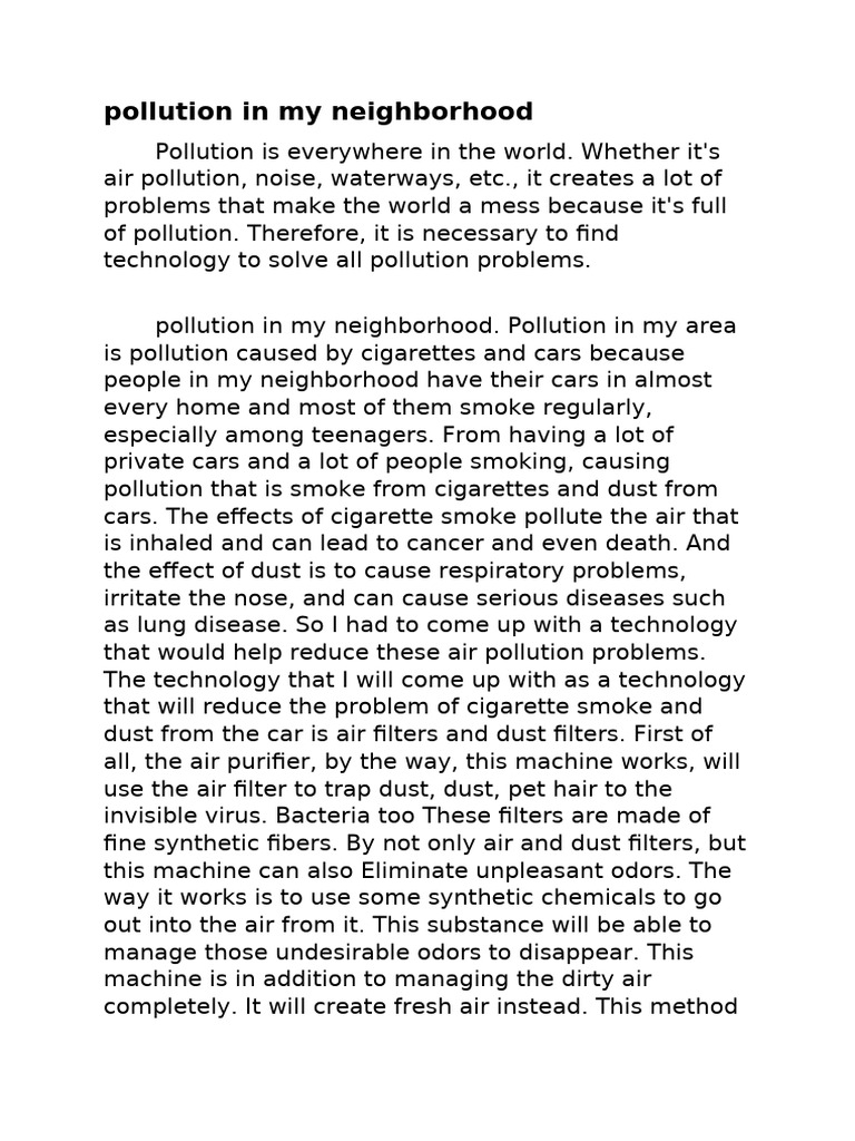 Air Pollution Solutions for Neighborhoods | PDF