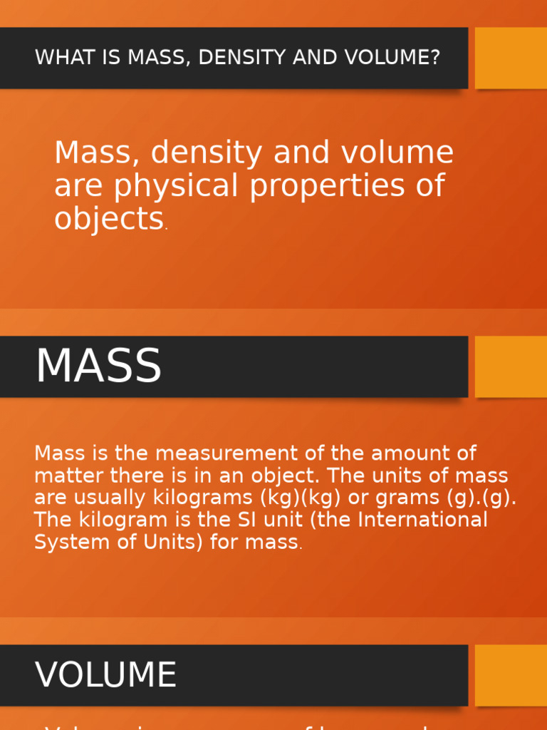 Finding Mass, Density and Volume | PDF