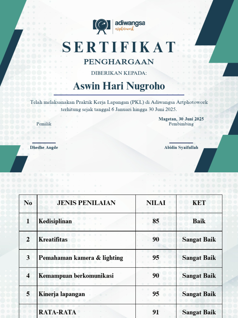 Sertifikat Aswin | PDF