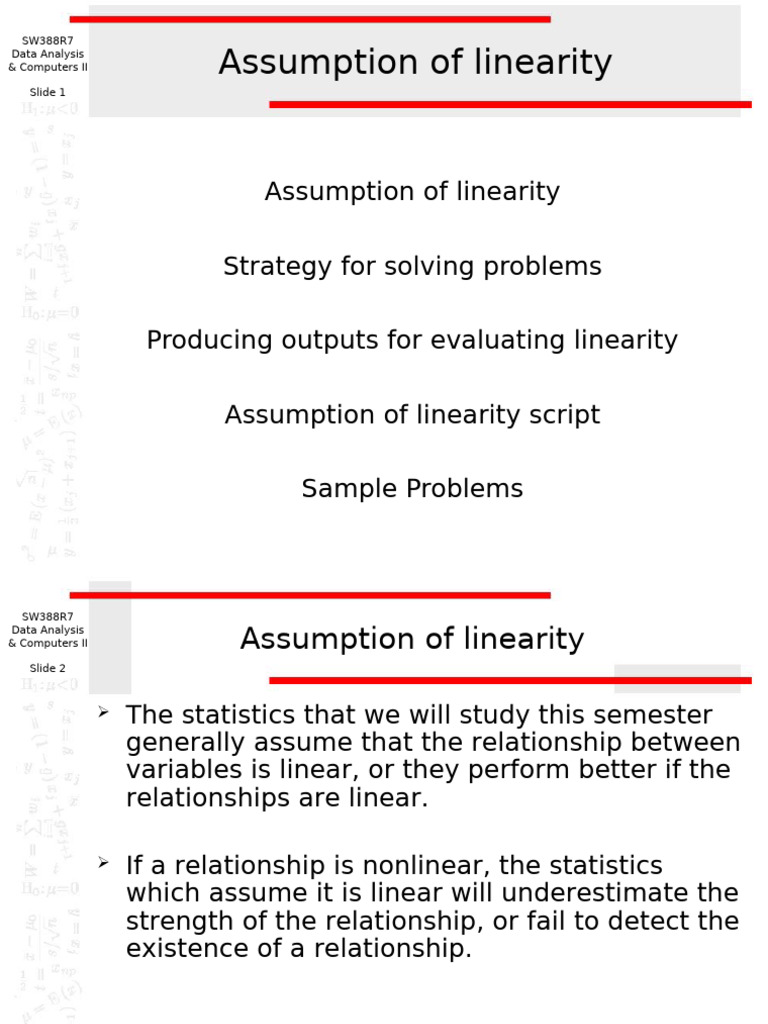 Assumption of Linearity | PDF | Statistics | Scatter Plot