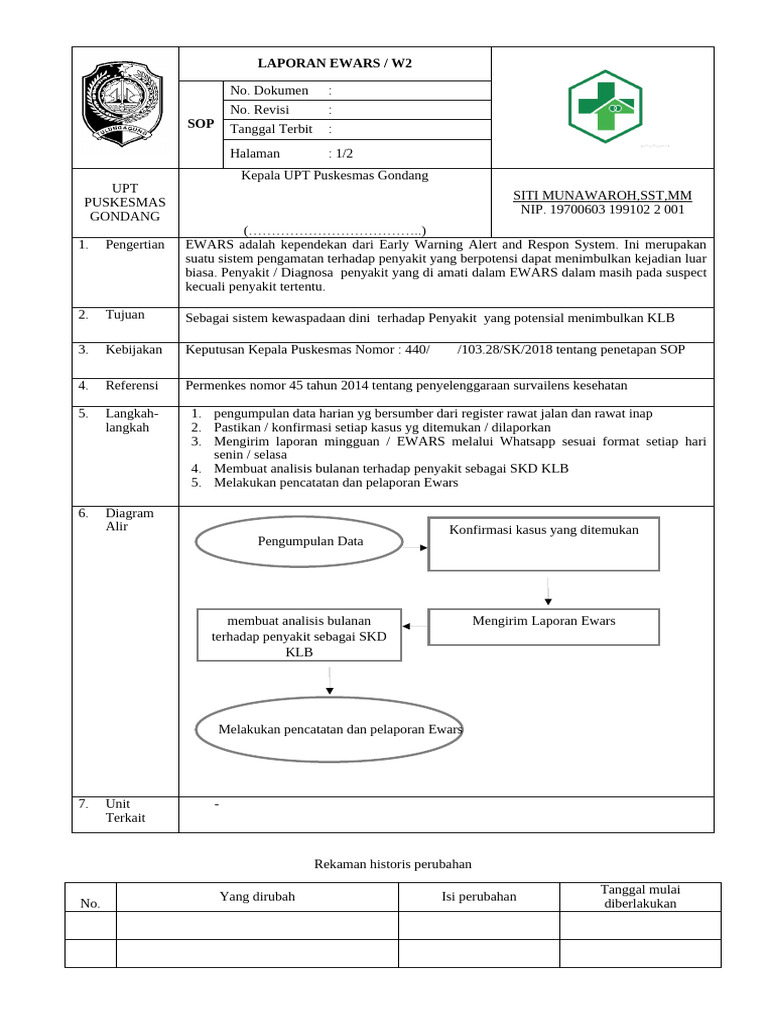 Sop Laporan Ewars 2022 | PDF