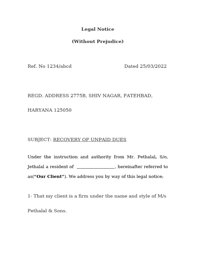 Legal Notice | PDF | Common Law | Private Law