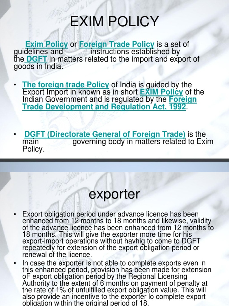 Exim Policy Foreign Trade Policy DGFT | Download Free PDF | Exports ...