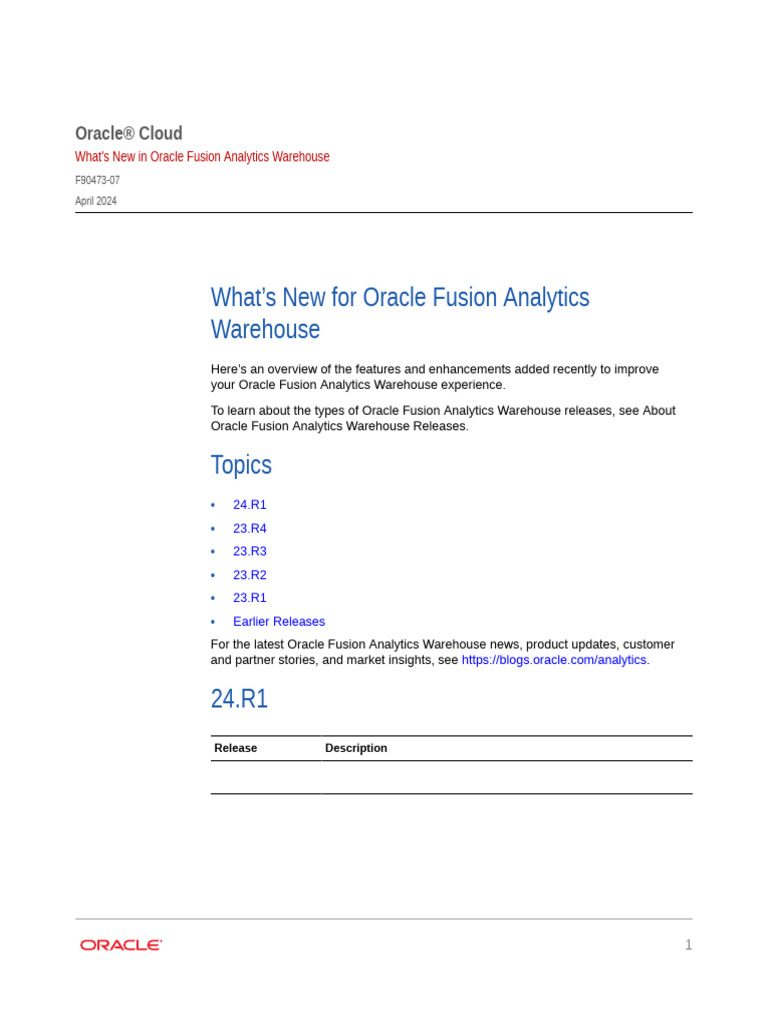 Whats New Oracle Fusion Analytics Warehouse | PDF | My Sql | Accounts ...