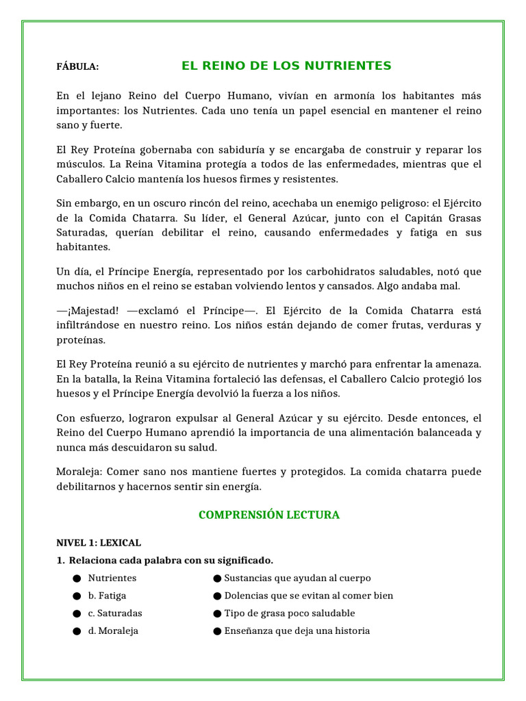 Comprensión Lectora Junio | PDF | Alimentos | Refresco