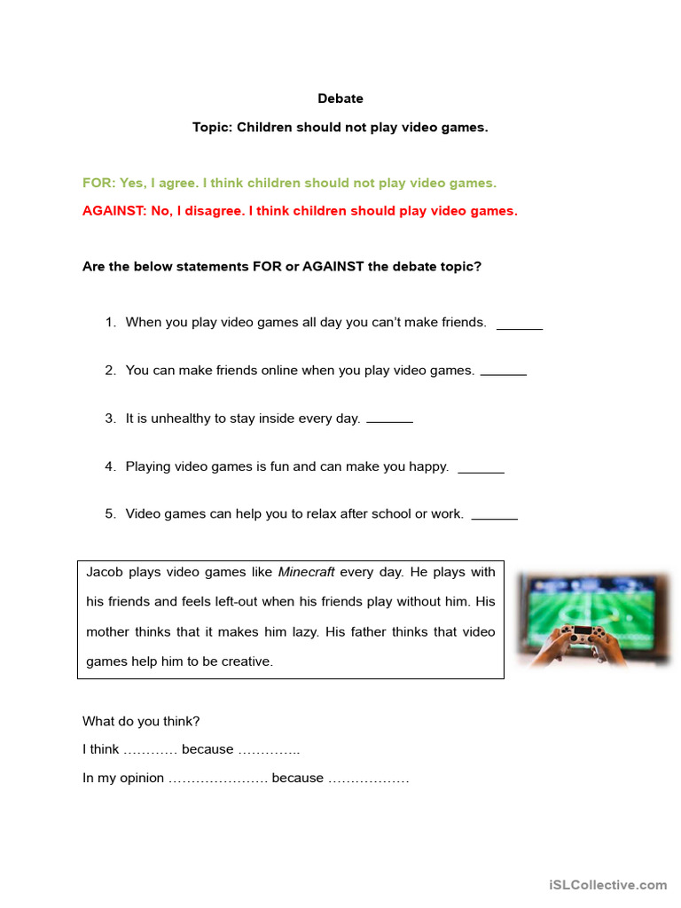 Debate on Children and Video Games | PDF