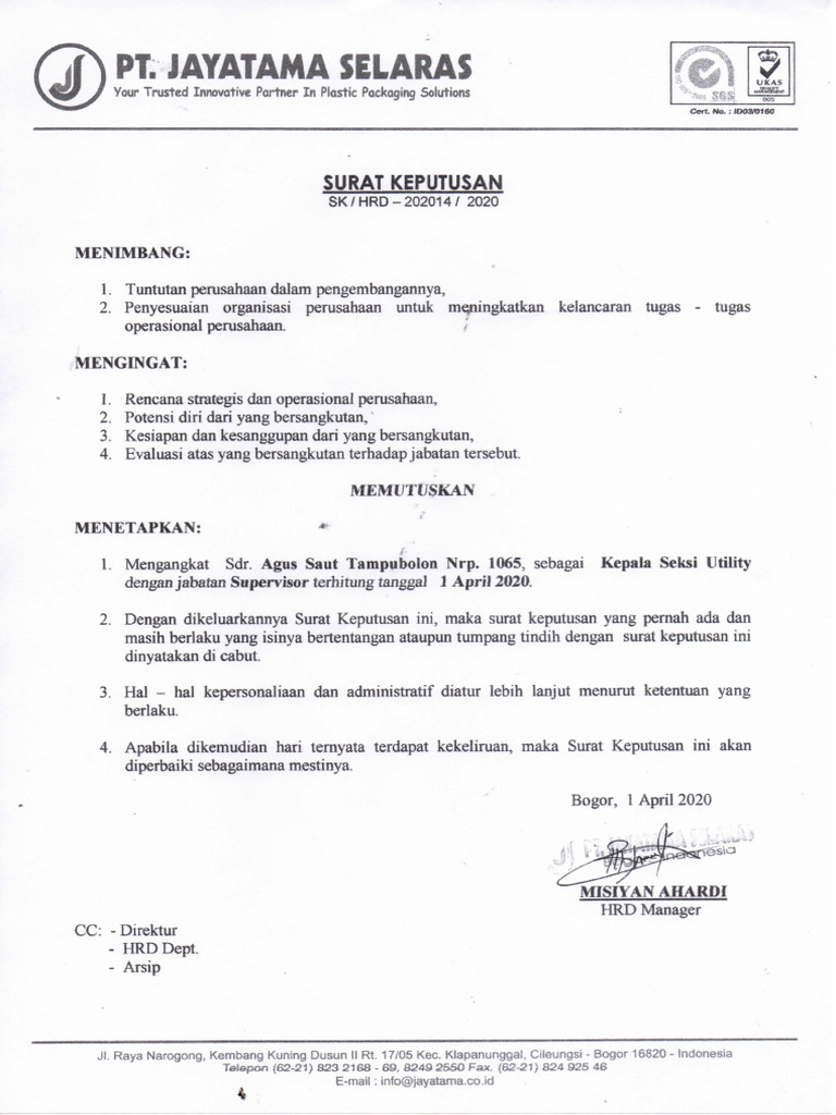 SK Agus Saut Tampubolon | PDF