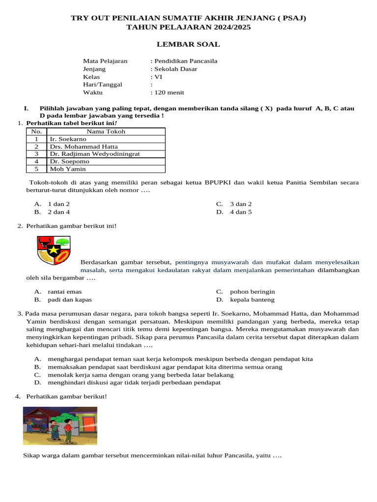 Tray Out - Soal PKN PSAJ 2025 | PDF