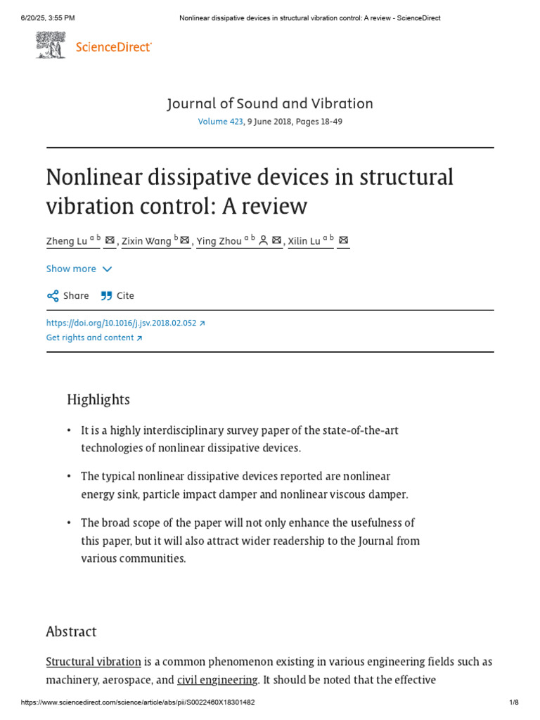 Nonlinear Energy Sink in Vibration Control | PDF | Damping | Mechanical ...