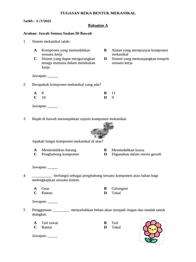 Komponen Reka Bentuk Mekanikal | PDF