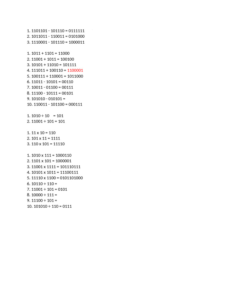 Binary Code Calculation | PDF