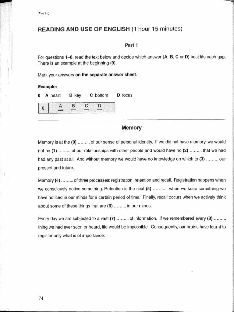FCE Test 4 (R & W) | PDF