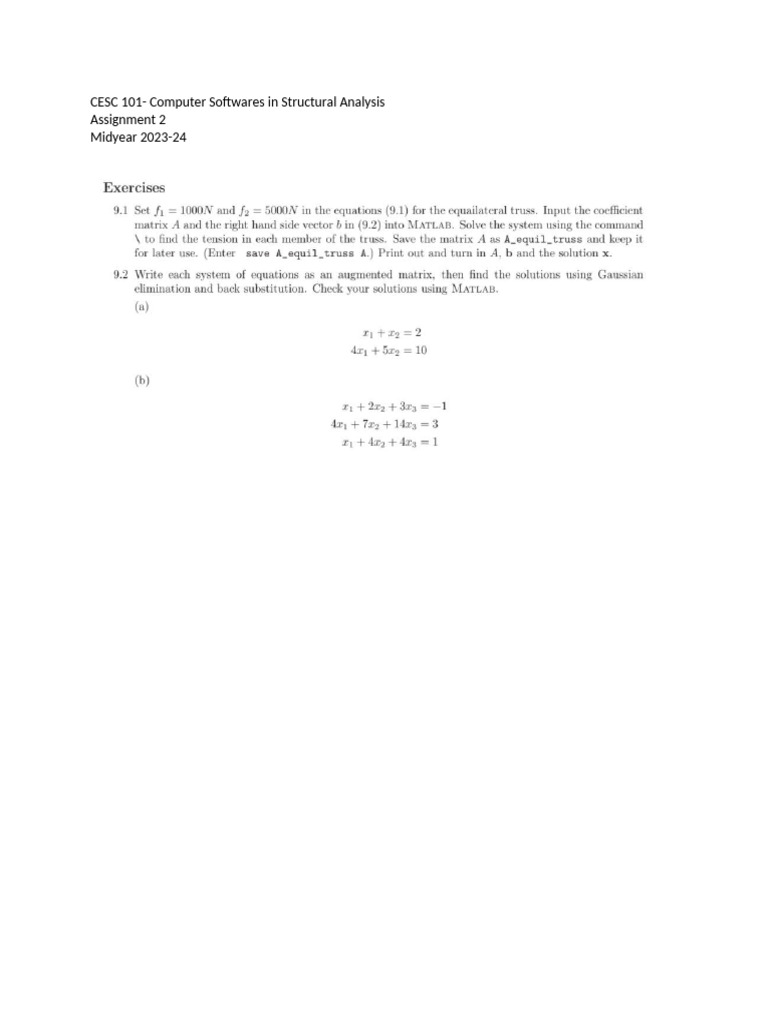 Assignment 2 - Linear Equations | PDF