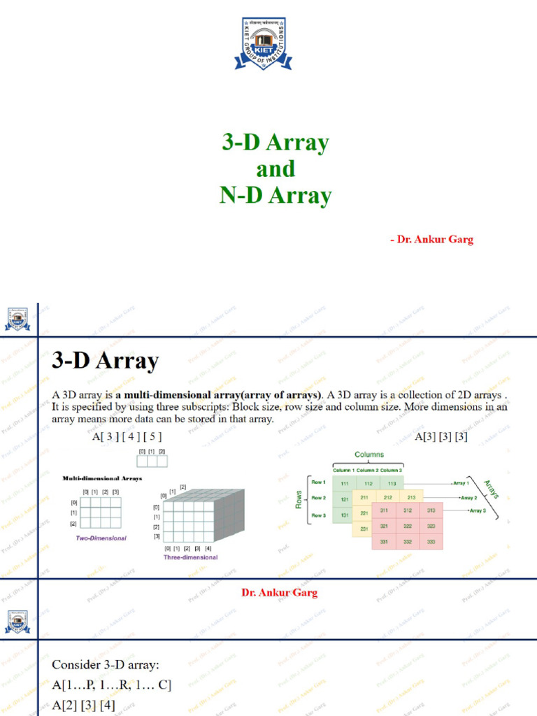 3-D and N-D Array | PDF