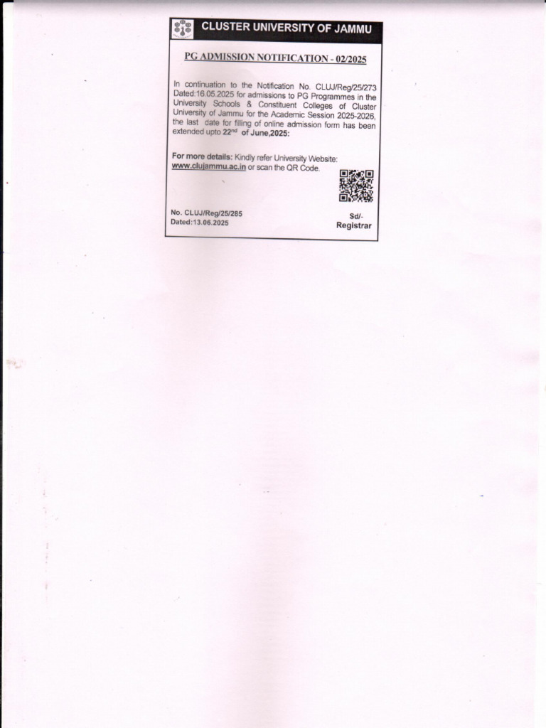 PG Admission Notification 2 of 2025 | PDF