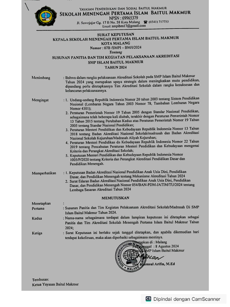 SK Tim Akreditasi 2024.revisi | PDF