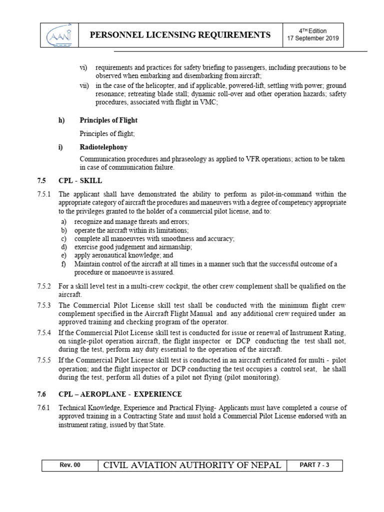 CPL License Requirements and Skills | PDF | Flight Instructor | Aviation