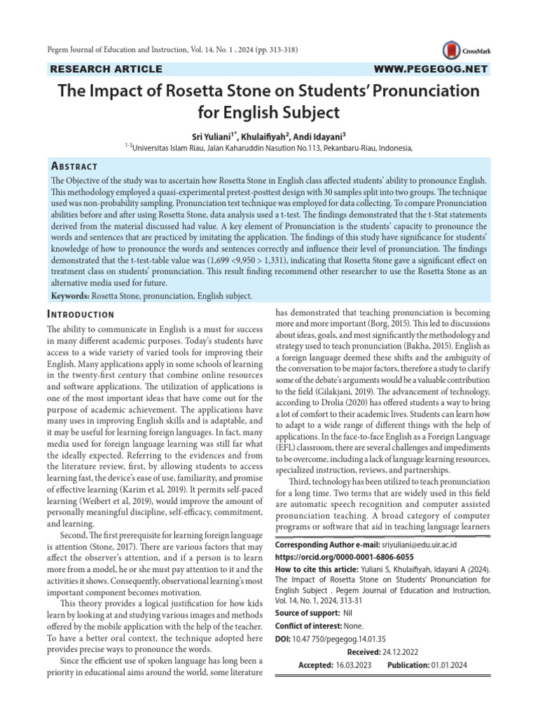 The Impact of Rosetta Stone On Students' Pronunciation | PDF | Student ...