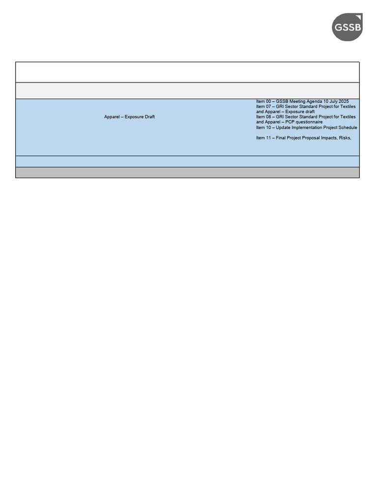 Item 00 GSSB Meeting Agenda 10 July 2025 | PDF