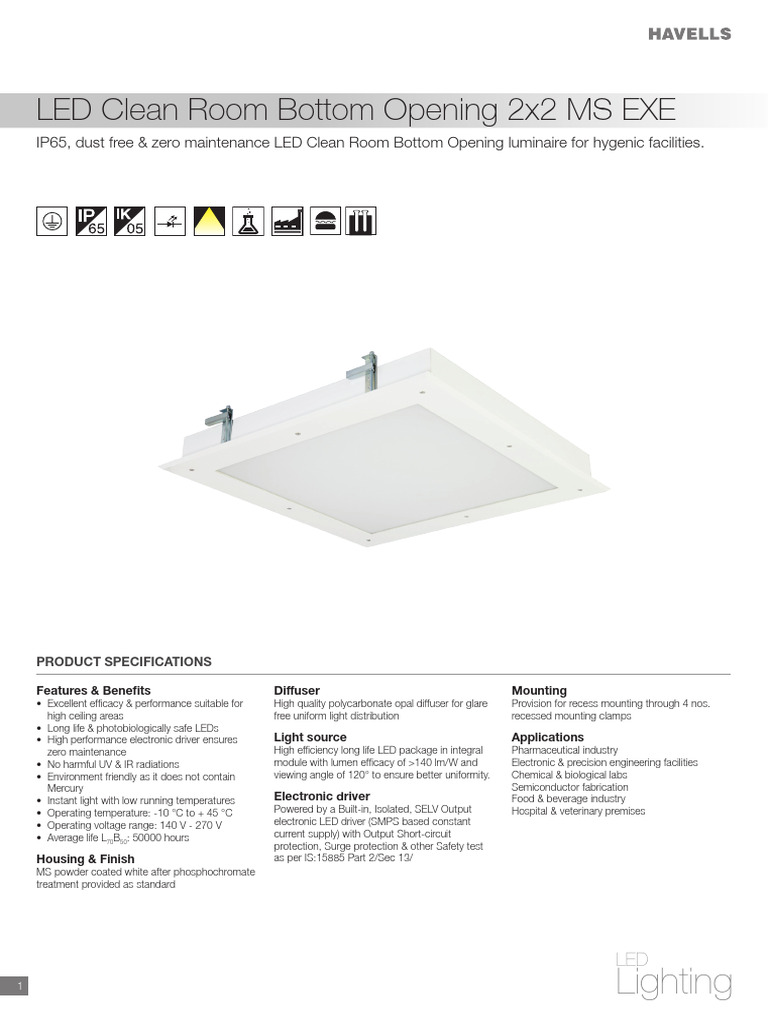 IP65 LED Clean Room Lighting Solutions | PDF | Light Emitting Diode ...