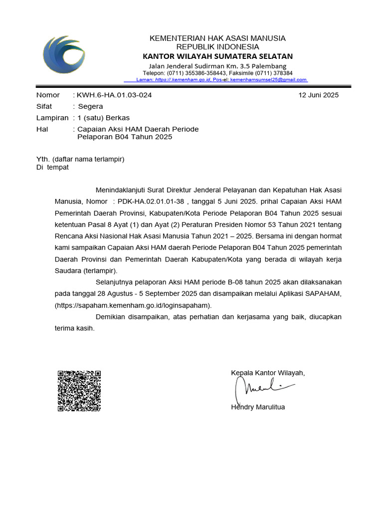 Capaian Aksi HAM b04 Sumsel | PDF