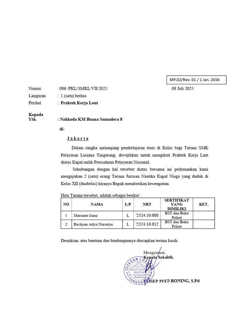 Surat Pkl Anto Dan Rakyan | PDF