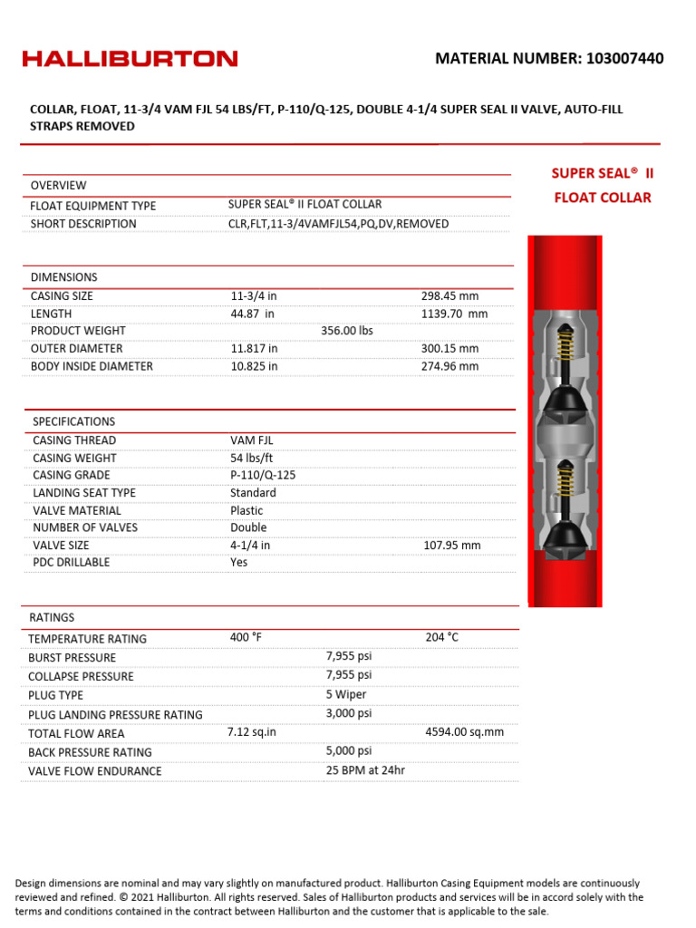 Float Collar - 103007440 | PDF | Valve | Mechanical Engineering