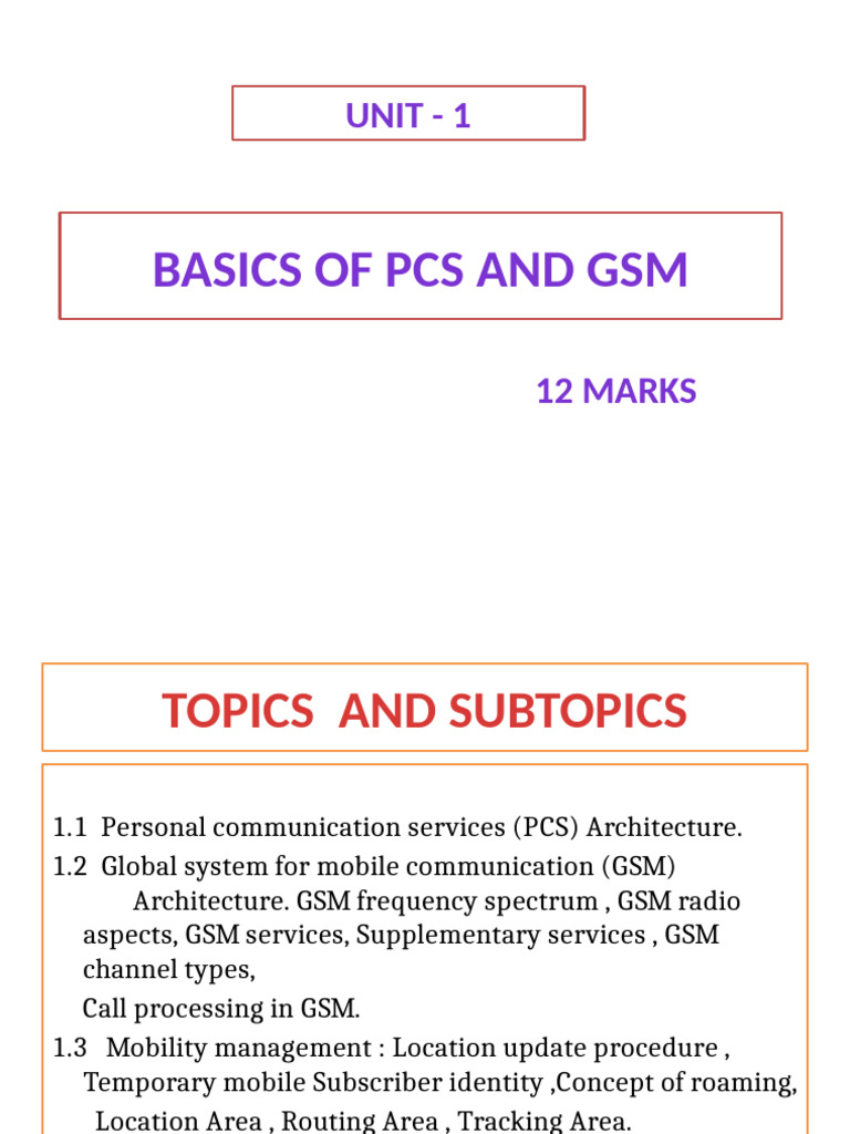 Basics of Pcs and GSM | PDF | Cellular Network | Duplex ...