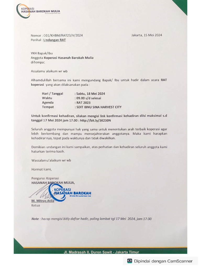 Undangan RAT Dan Rundown Acara | PDF