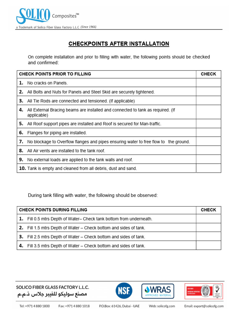 Check Points Before and After Filling | PDF