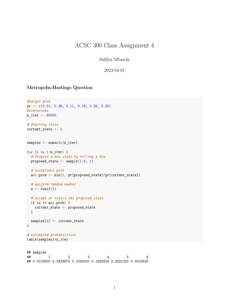 ACSC 300 Class Assignment 4 Question 2 | PDF