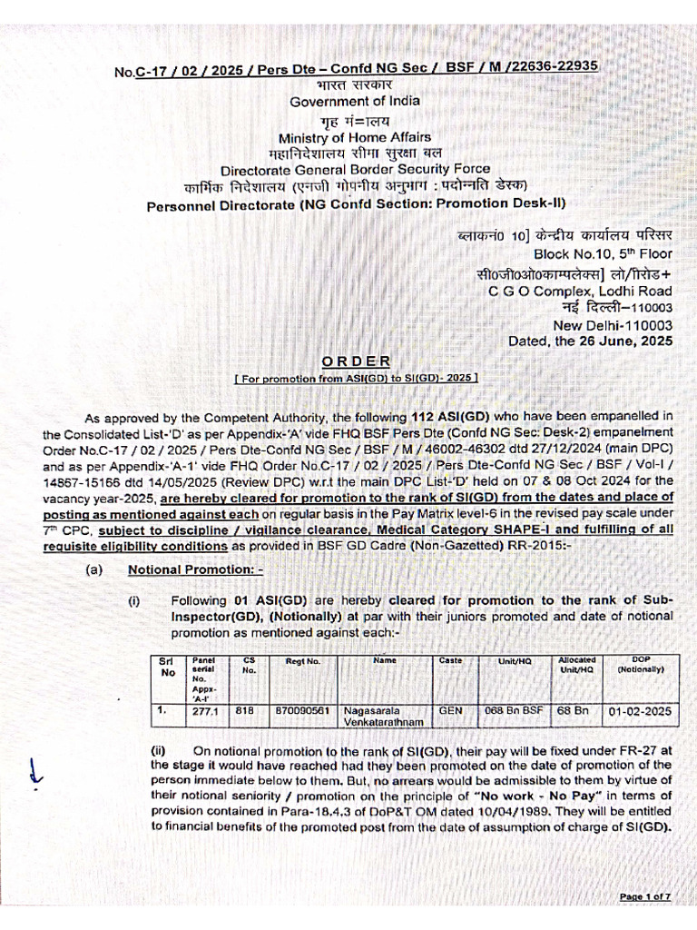 Promotion List Asi To Si | PDF