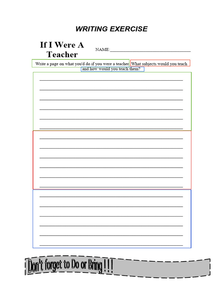 Writing Exercise: If I Were A Teacher | PDF