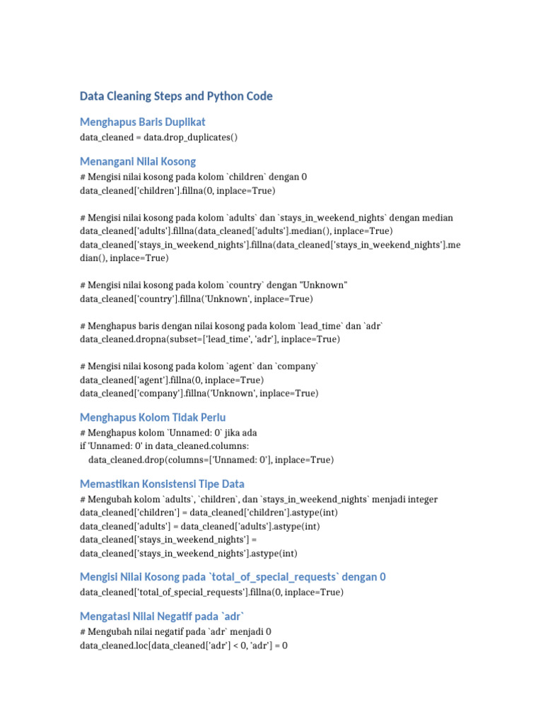 Data Cleaning Steps and Code | PDF