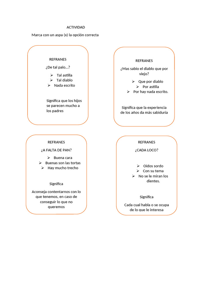 Actividades y Significados de Refranes | PDF