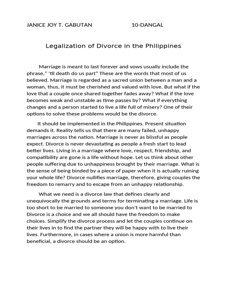 Legalizing Divorce in the Philippines | PDF