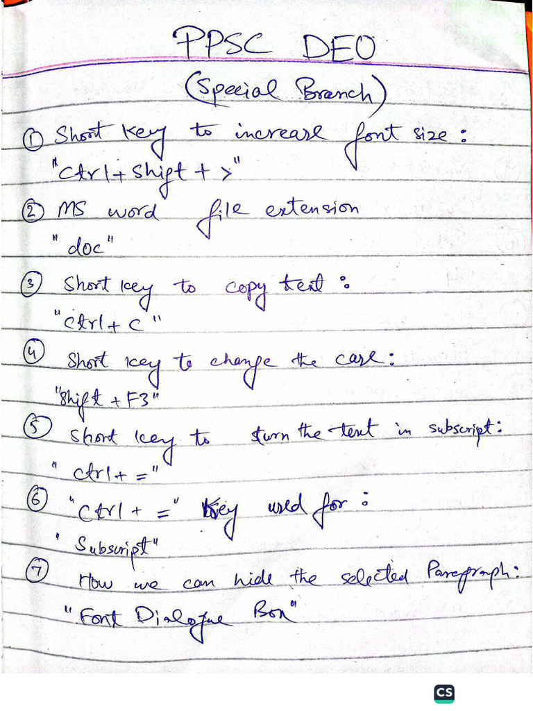 PPSC Special Branch Deo Paper | PDF