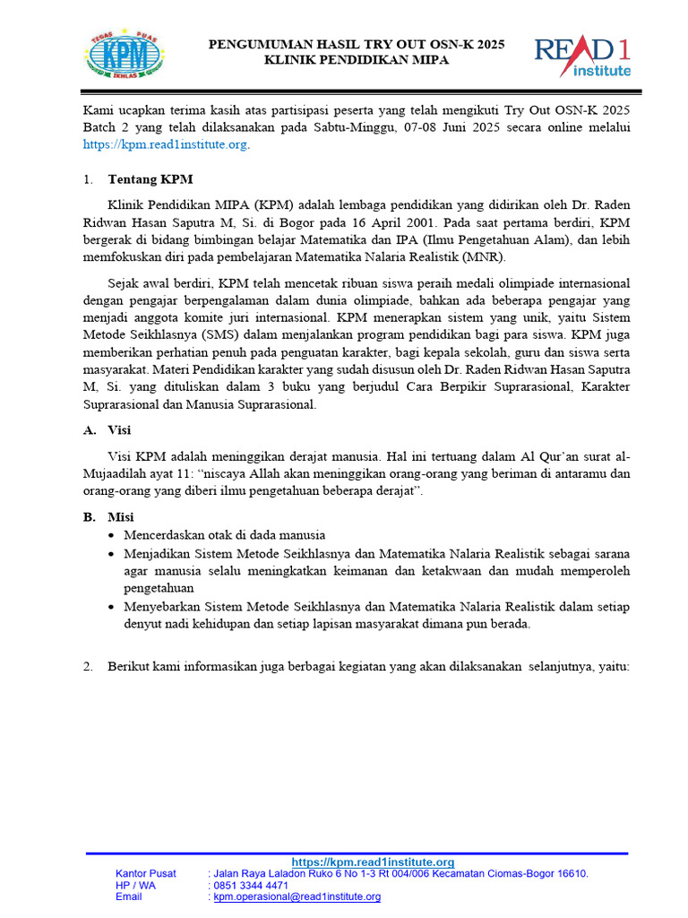 Ranking To OSN-K 2025 Batch 2 | PDF