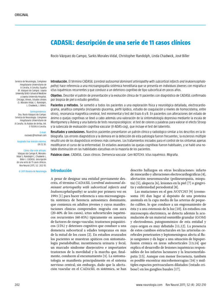 Cadasil Descripción de 11 Casos Clinicos | PDF | Medicina ...