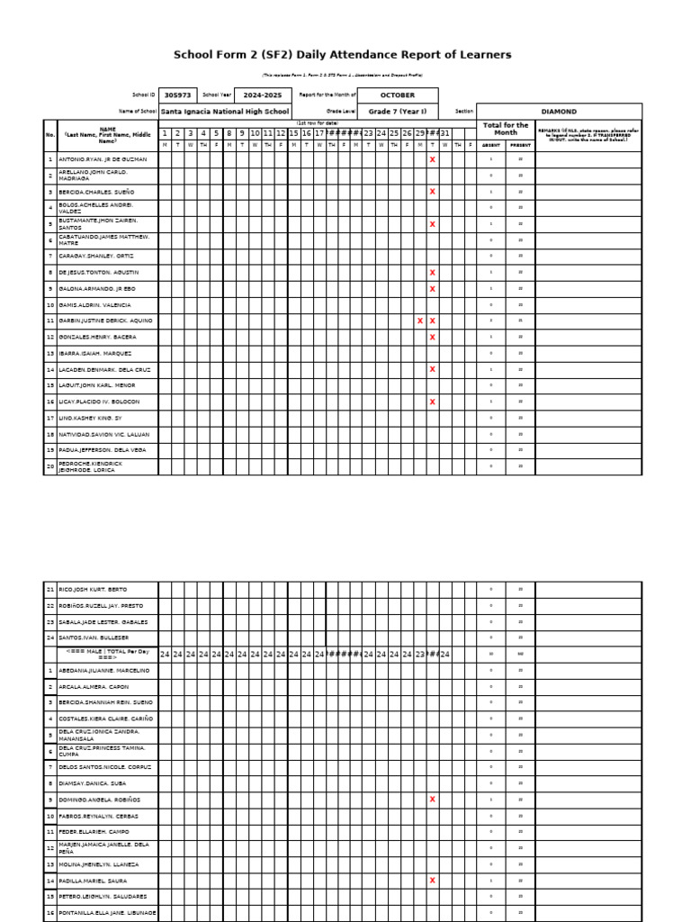 October - Sf2 - 2024 - Grade 7 (Year I) - Diamond | PDF | Youth