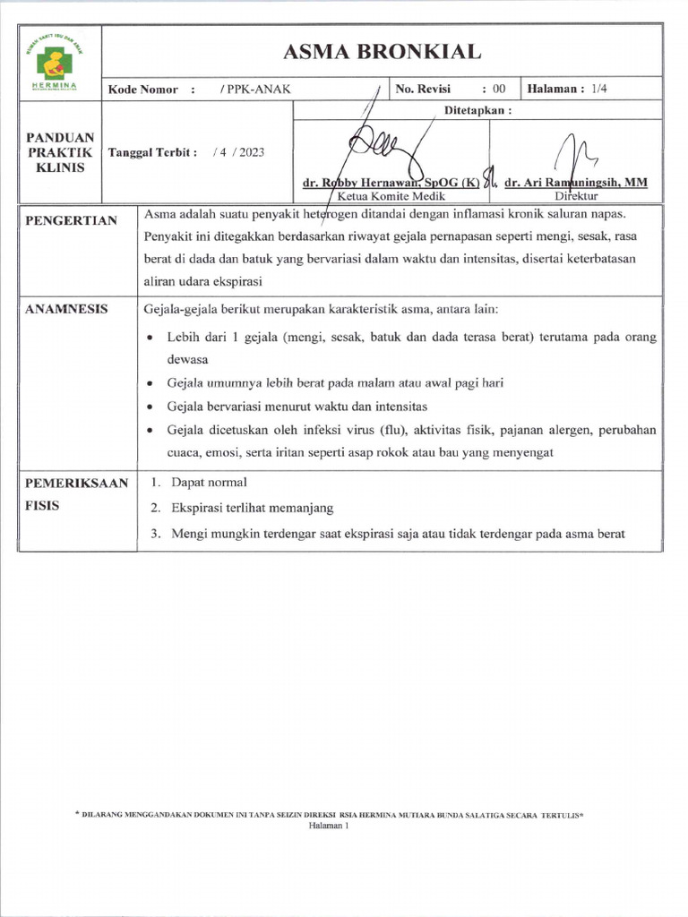 2023 - PPK Asma Bronkial Anak | PDF