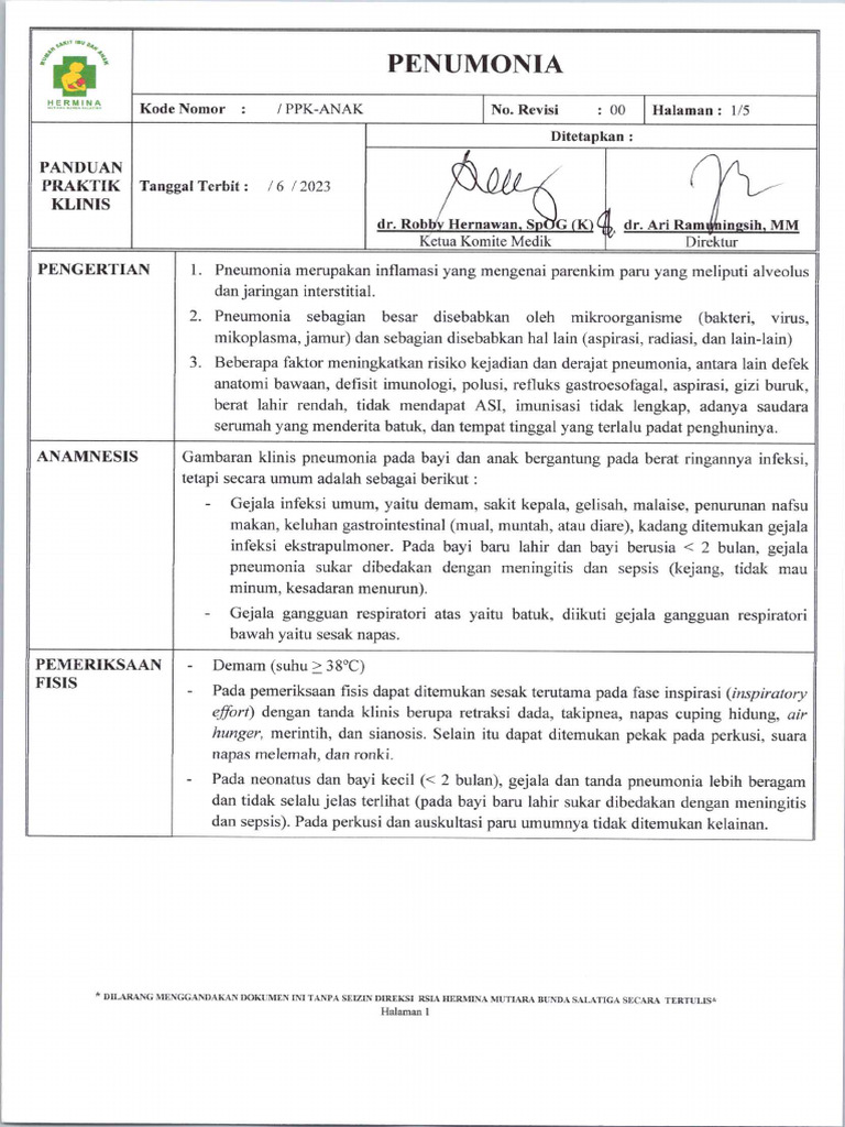 2023 - PPK Pneumonia Anak | PDF