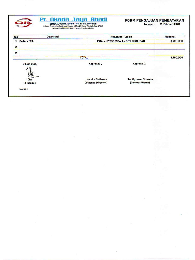Form Pengajuan Dan PR Bata Merah | PDF