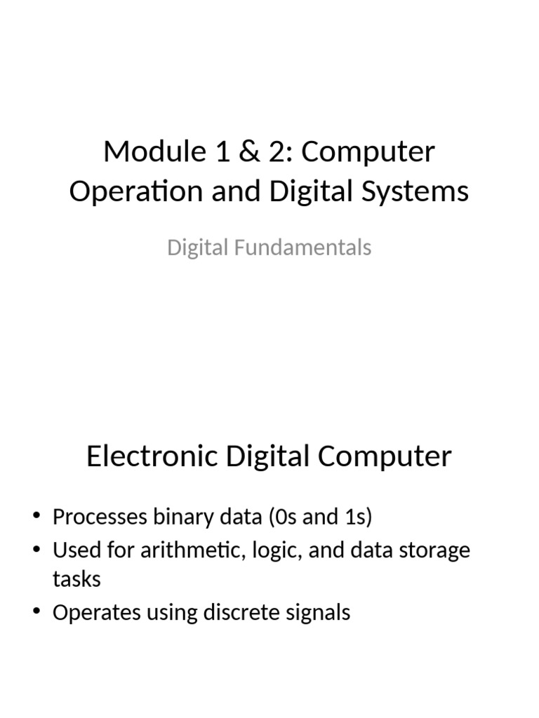 Computer Operation and Digital Systems | PDF