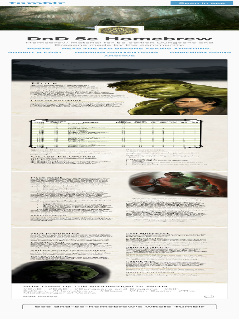 Hulk Class Homebrew for DnD 5e | PDF