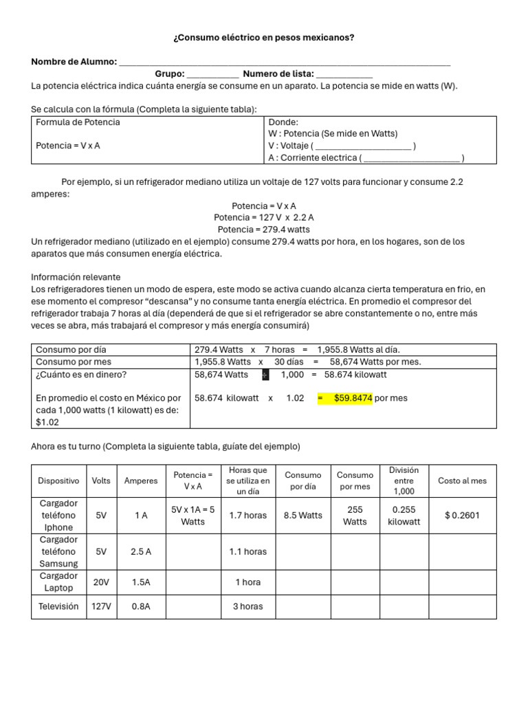 Actividad 20junio | PDF | Poder (Física) | Vatio